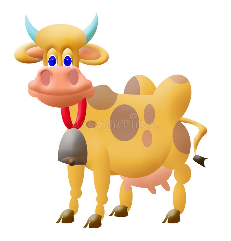 Funny cow stock illustration. Illustration of yellow, milk - 1081079