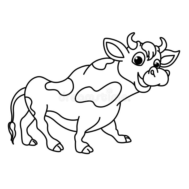 Funny Cow Cartoon Vector Coloring Page Stock Vector - Illustration of ...