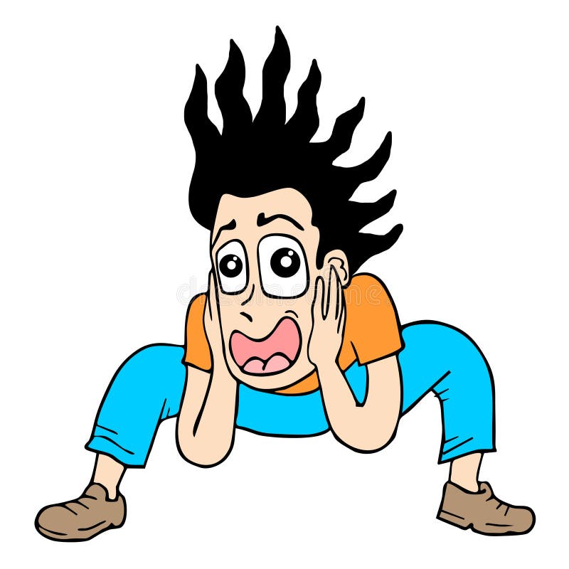 Funny crazy face draw stock vector. Illustration of scared - 156200509