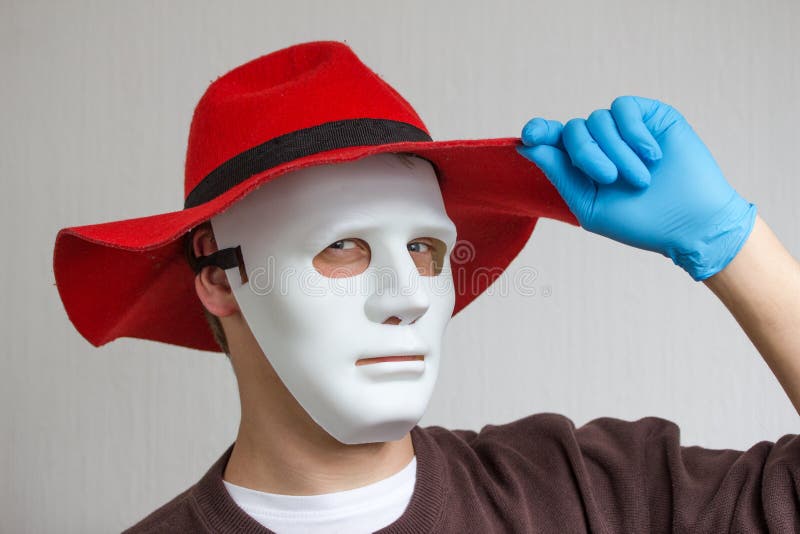 Funny and Crazy Guy with Plain White Mask Stock Image - Image of plain ...