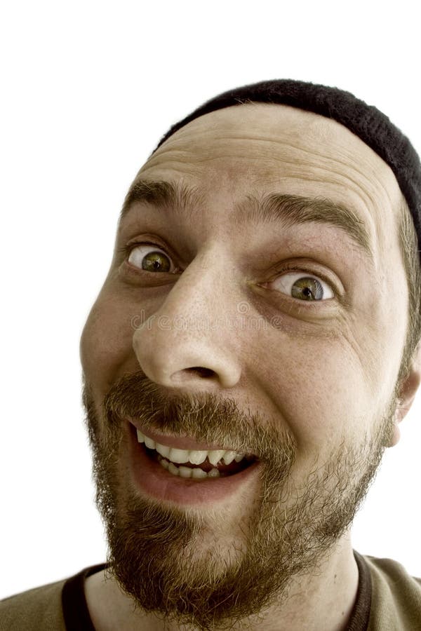 Funny Crazy Man Isolated on White Stock Photo - Image of close, comical ...