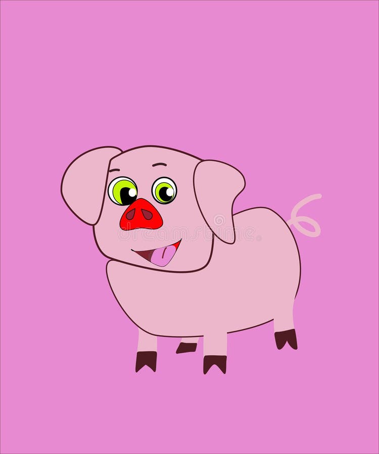 Funny Crazy Little Pig on a Pink Backgroundle Stock Vector ...