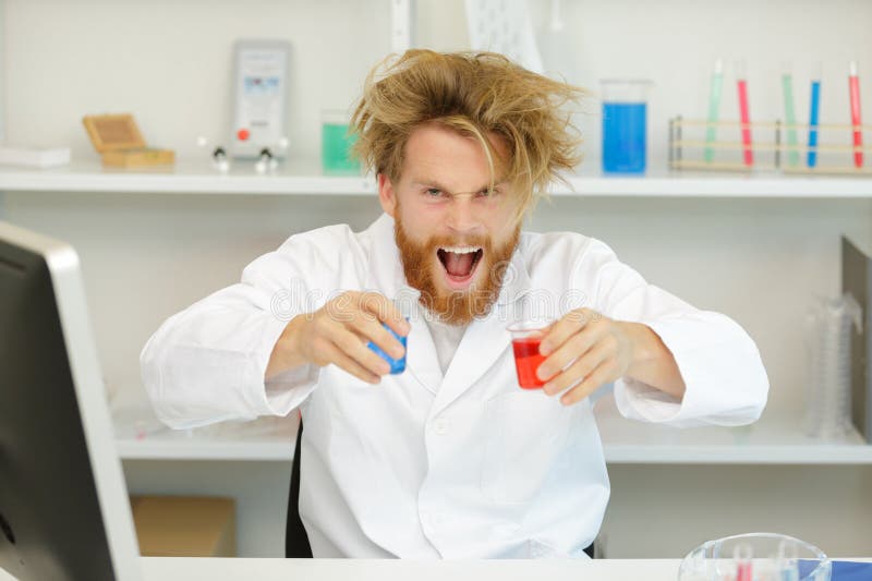 Funny Crazy Scientist Chemist Stock Image - Image of insane, pharmacy ...