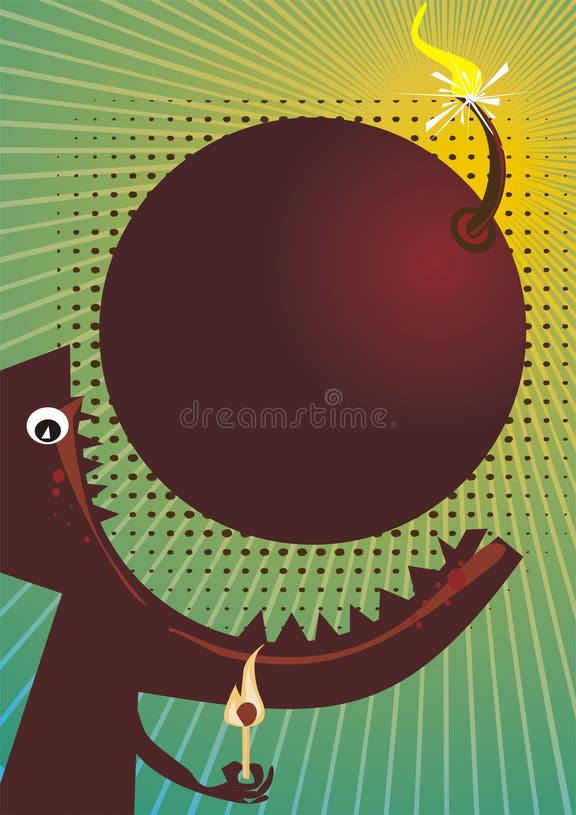 Funny Creature Eating a Bomb Stock Illustration - Illustration of ...