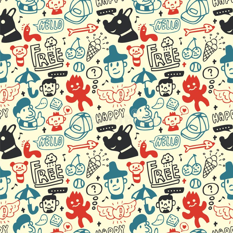 Funny Creatures Collection. Seamless Pattern Stock Vector ...
