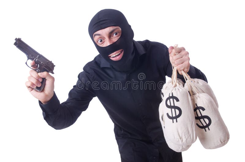 Funny Criminal with Gun Isolated Stock Image - Image of crime, humorous ...