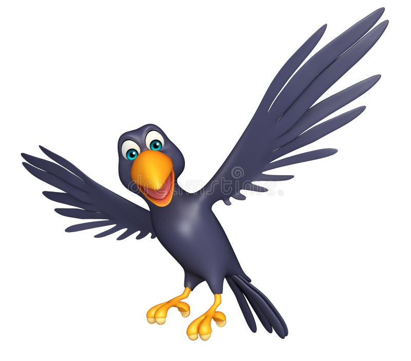 Funny Crow Cartoon Character Stock Illustration - Illustration of quill ...