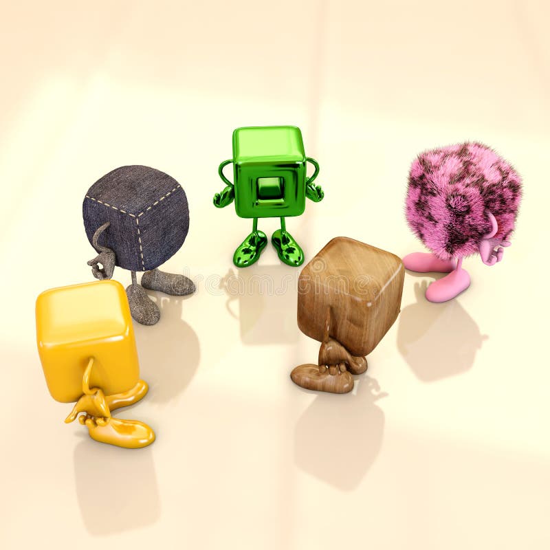 Funny Cube Dude Businessman in Suit. Square Stock Vector - Illustration ...