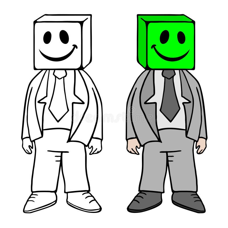 Funny Cube Dude with Hair. Square Character Stock Vector - Illustration ...
