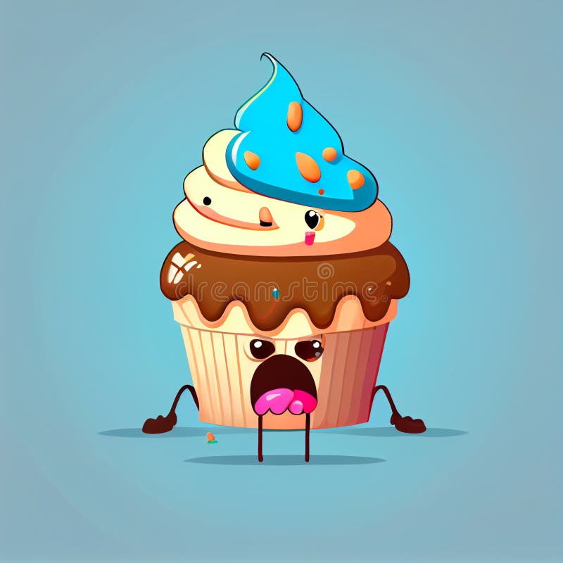 Funny Cupcake Cartoon Character. Generate Ai. Stock Illustration ...