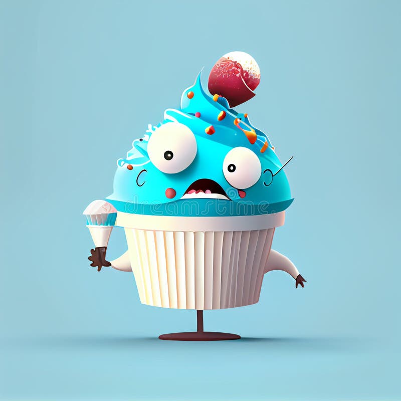 Funny Cupcake Cartoon Character. Generate Ai. Stock Illustration ...