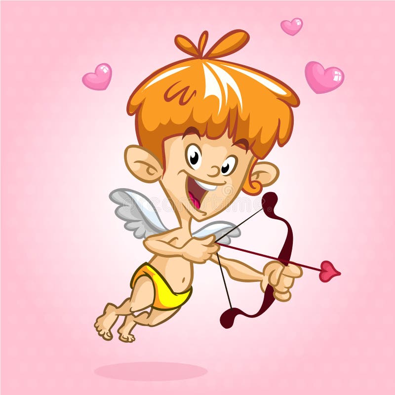 Funny Cupid with Bow and Arrow. Illustration of a Valentine S Day ...