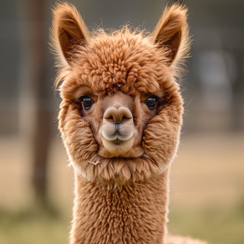Cute Alpaca Head Shot.Generative Ai Stock Illustration - Illustration ...