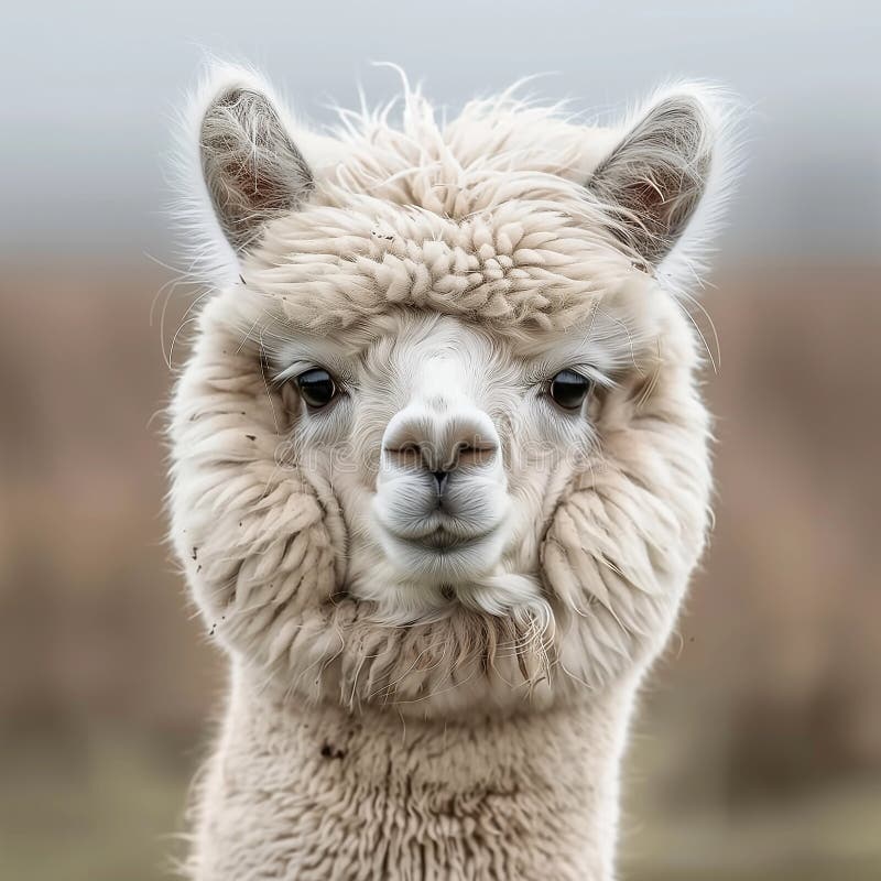 Cute Alpaca Head Shot.Generative Ai Stock Illustration - Illustration ...