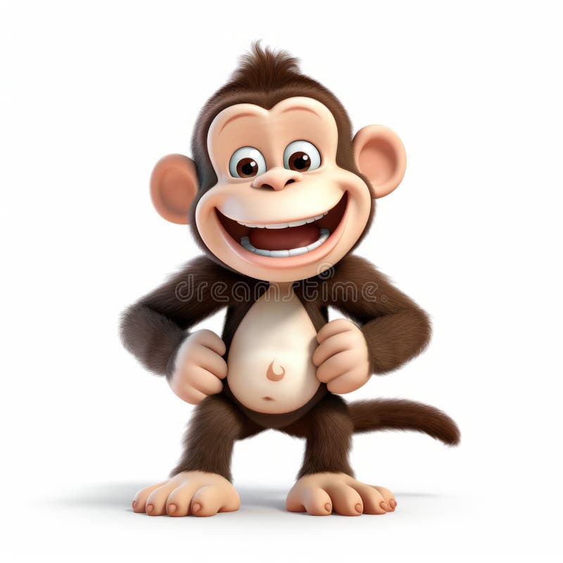 Funny Cute Animation Monkey Character - High-quality 2d Image Stock ...