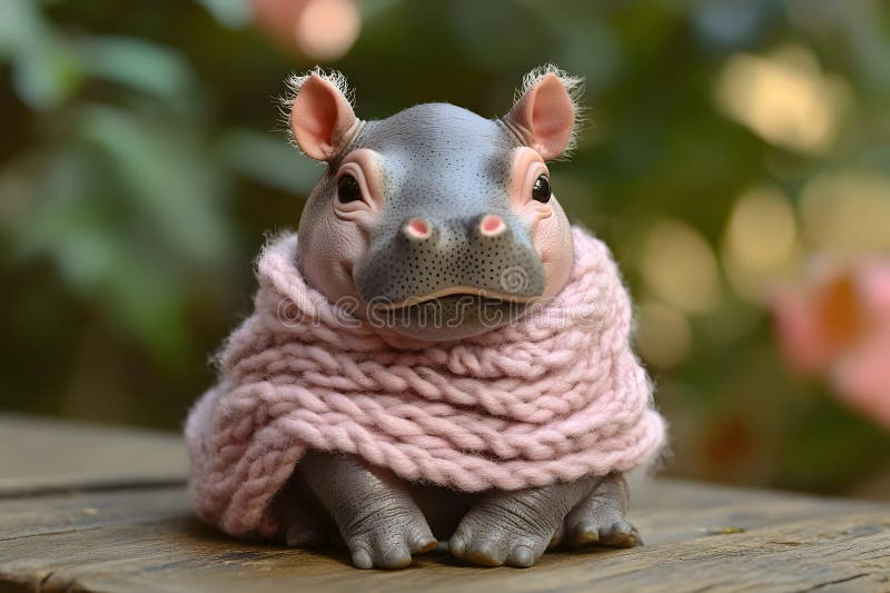 A Funny and Cute Baby Hippo with a Relevant Background Stock Photo ...