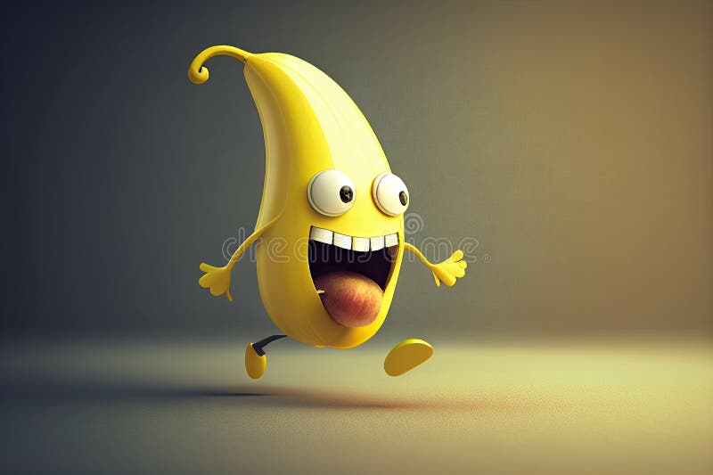 Funny Cute Banana Character Design, Generative Ai Stock Illustration ...