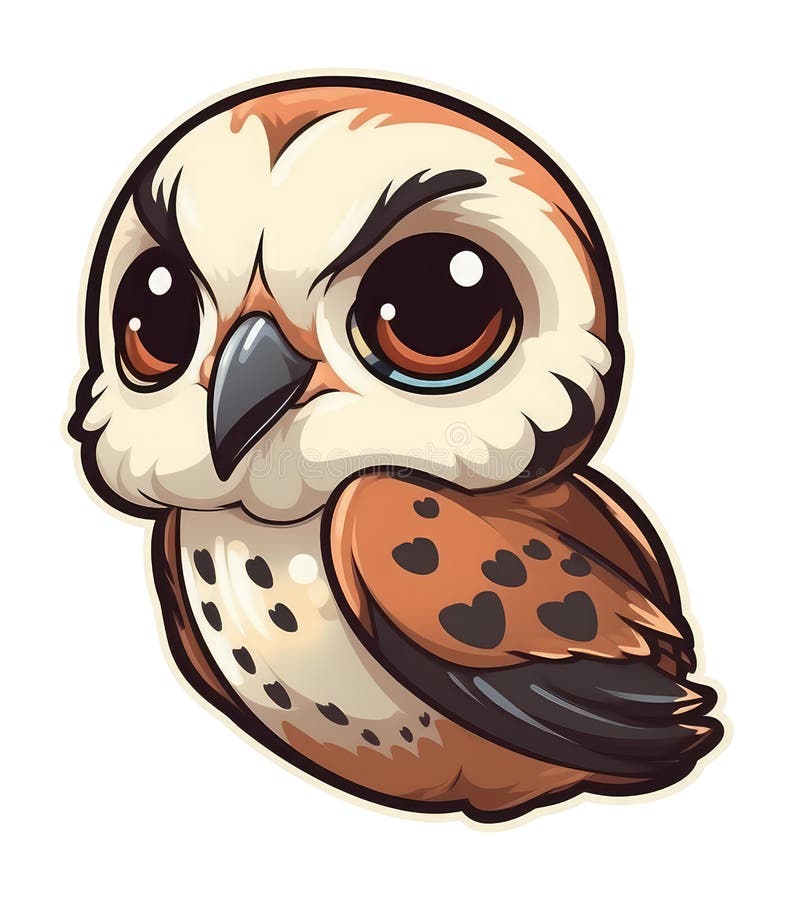 Funny and Cute Bird Transparency Sticker, American Kestrel Stock Image ...