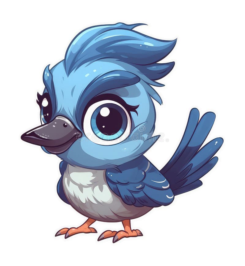 Funny and Cute Bird Transparency Sticker, Blue Jay Stock Image ...