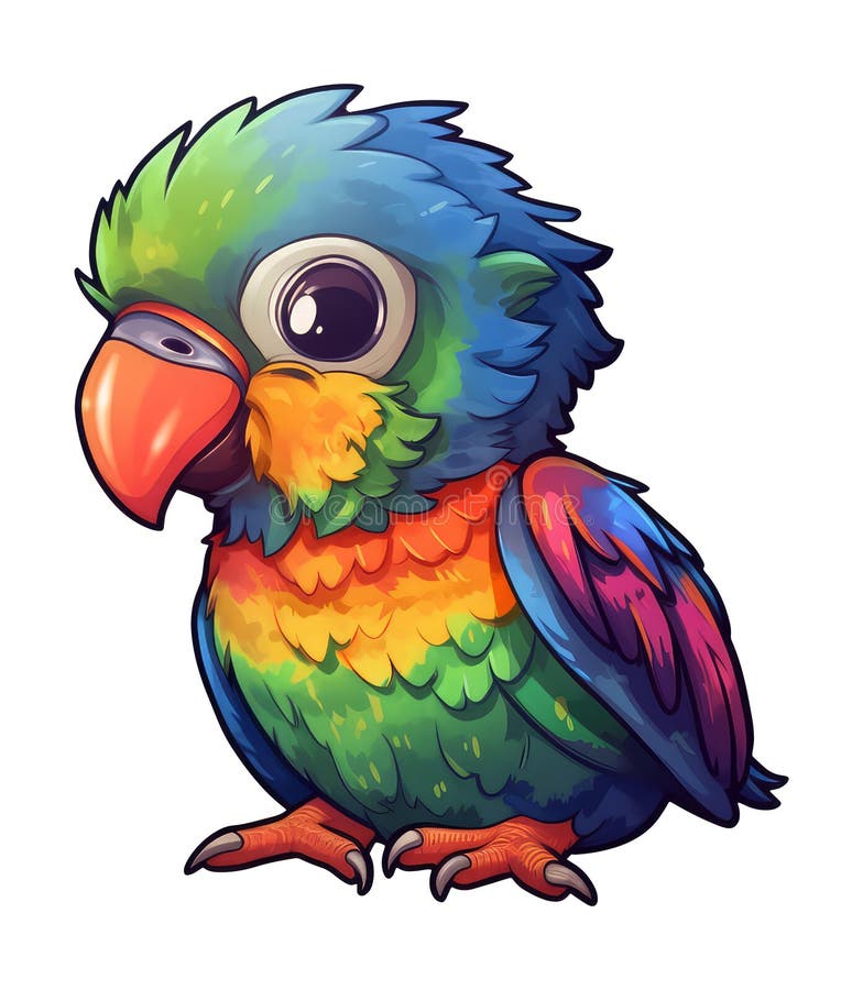 Funny and Cute Bird Transparency Sticker, Rainbow Lorikeet Stock Image ...