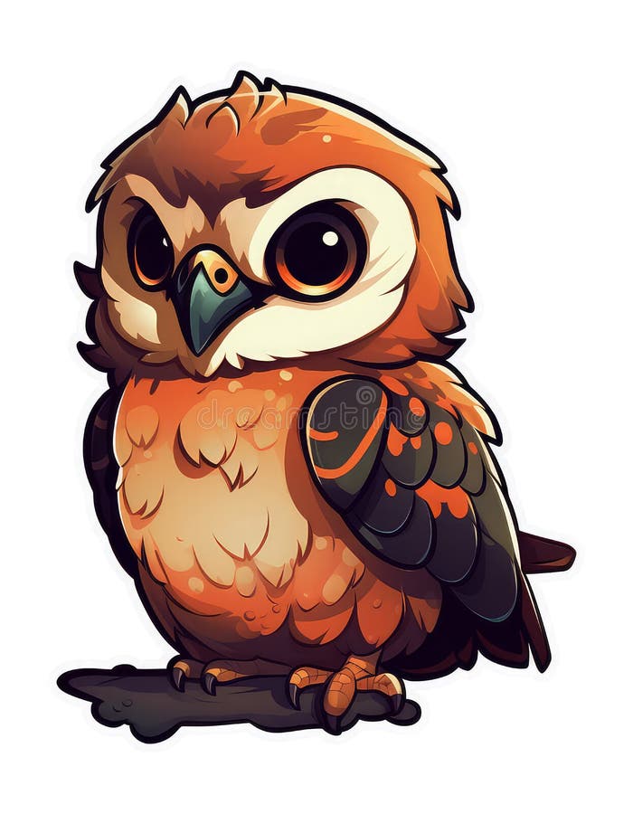 Funny and Cute Bird Transparency Sticker, Red-tailed Hawk Stock Image ...