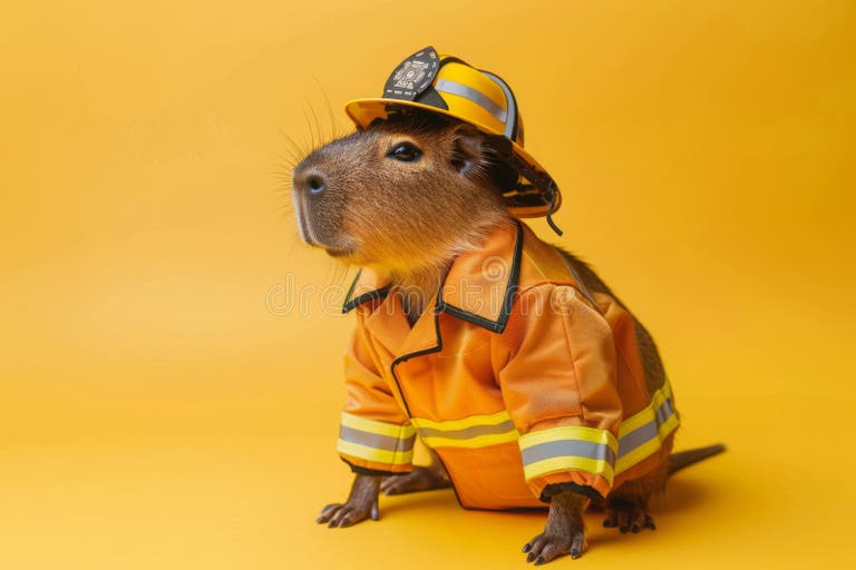 Funny and Cute Capybara Wearing in Different Uniforms on the Colour ...