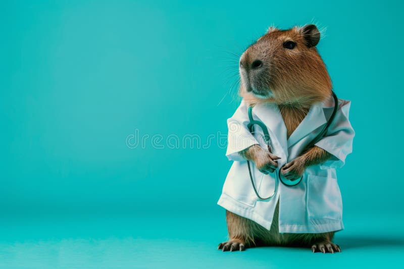 Funny and Cute Capybara Wearing in Different Uniforms on the Colour ...
