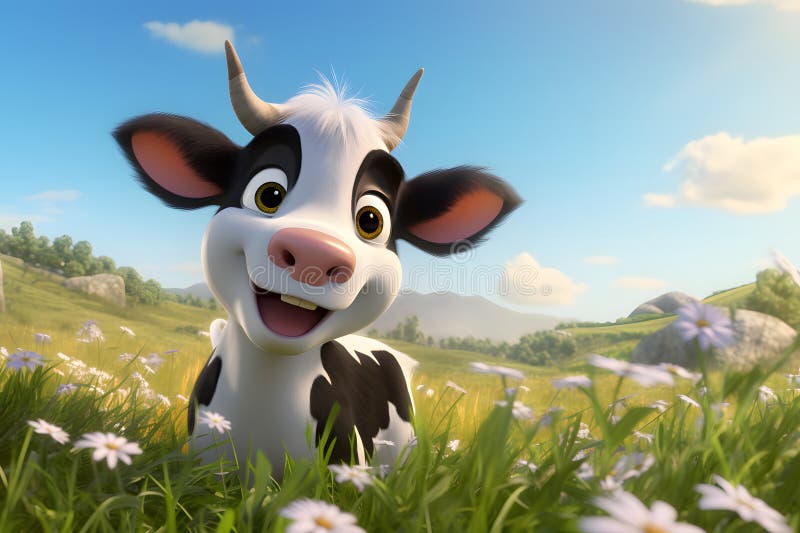 Funny cute cartoon cow stock illustration. Illustration of cheerful ...
