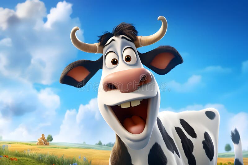 Funny cute cartoon cow stock illustration. Illustration of love - 329243675