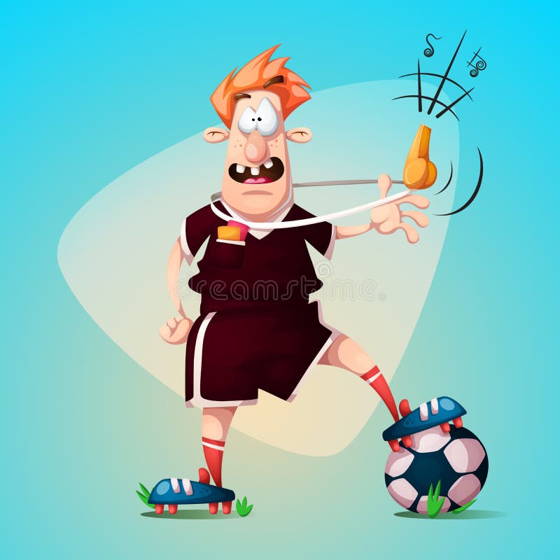 Funny, Cute Cartoon Football Referee. Stock Vector - Illustration of ...
