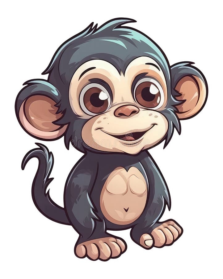 Funny and Cute Chimpanzee Transparency Sticker Stock Image ...