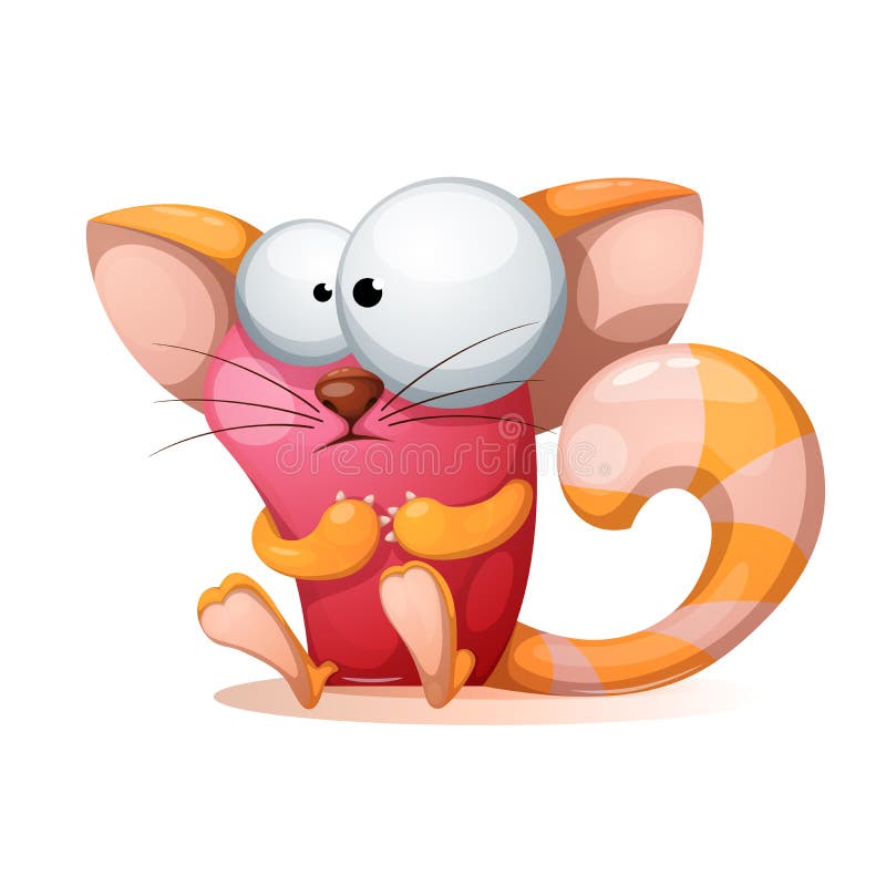 Funny, Cute, Crazy Cartoon Characters Cat. Stock Vector - Illustration ...