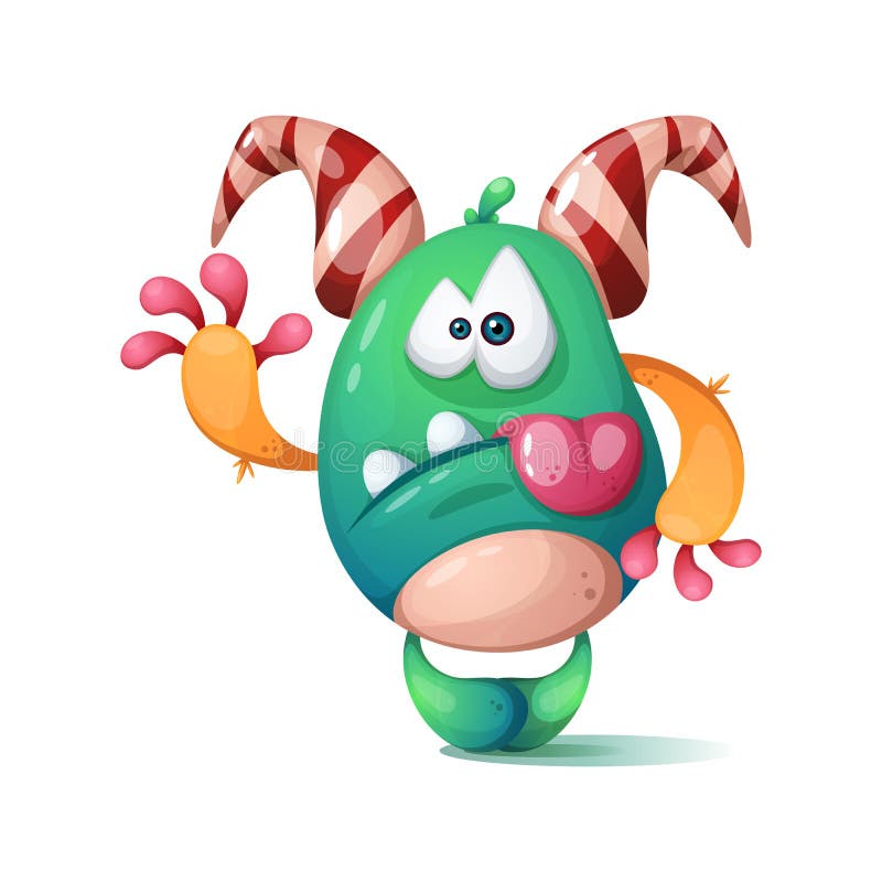 Funny, Cute, Crazy Monster Character. Hello Illustration. Stock Vector ...