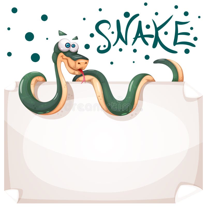 Funny, Cute, Crazy Snake Characters. Paper Banner Illustration. Stock ...