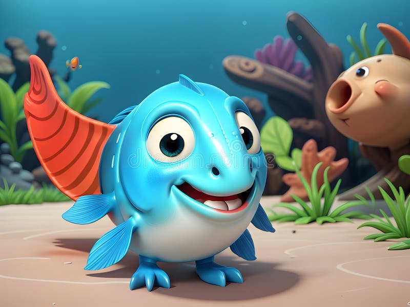 Funny Cute Fish Cartoon Character Stock Illustration - Illustration of ...