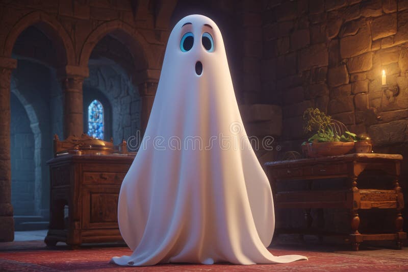 Funny and Cute Ghost Character Wearing Sheet Stock Illustration ...