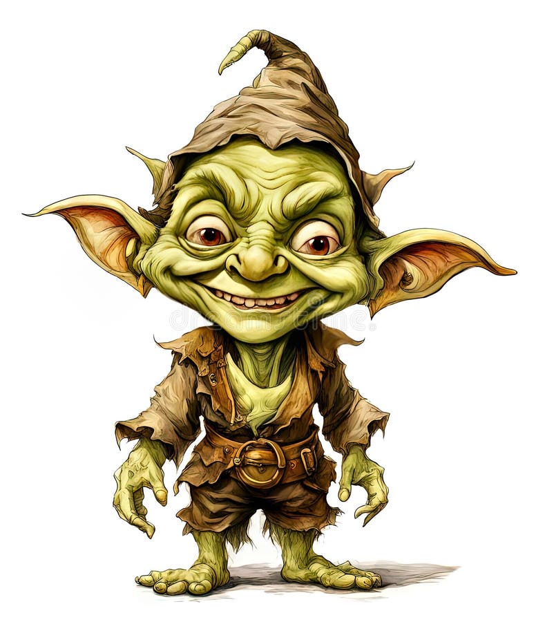 Funny Cute Goblin on a White Background, Monsters for Kids Stock ...
