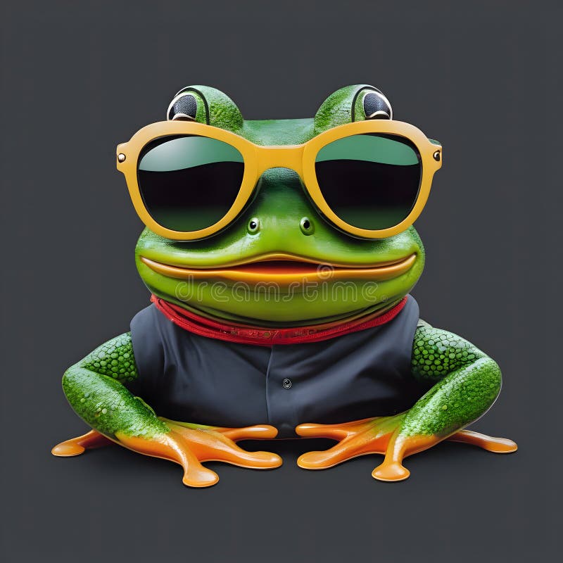 Funny Cute Green Frog Portrait Stock Illustration - Illustration of ...