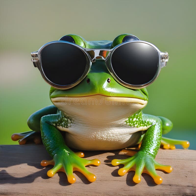 Funny Cute Green Frog Portrait Stock Illustration - Illustration of ...