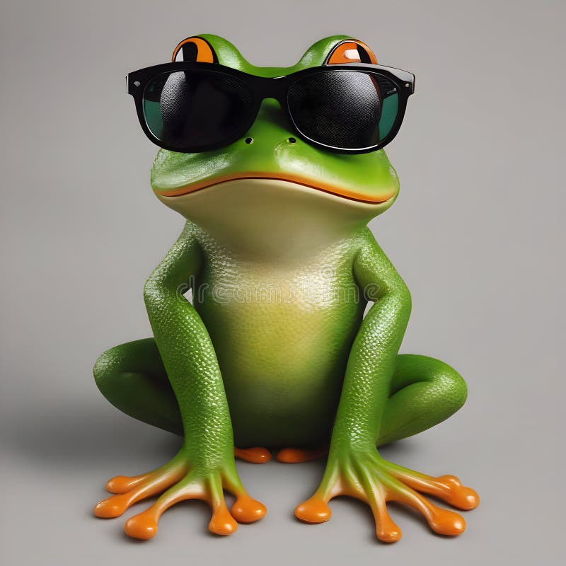 Funny Cute Green Frog Portrait Stock Illustration - Illustration of ...
