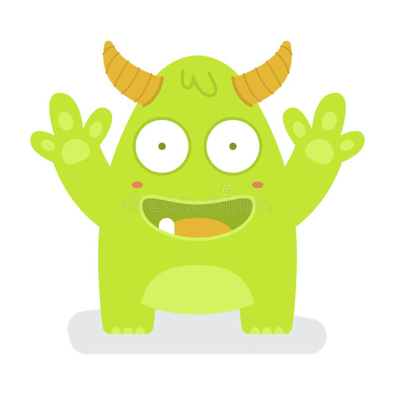 Funny Cute Green Halloween Monster Flat Design Vector Stock Vector ...