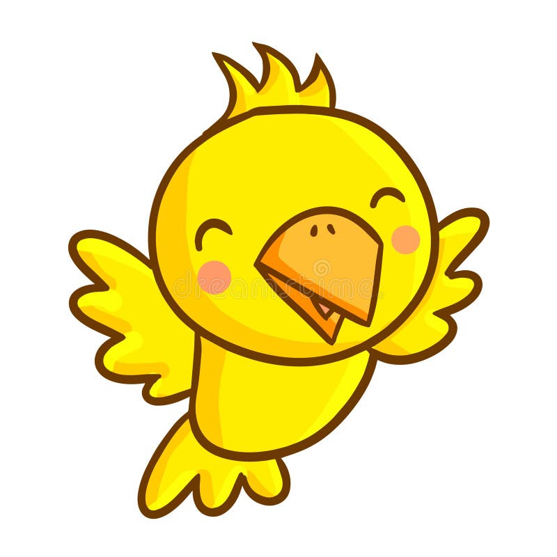 Funny and Cute Little Yellow Bird Smiling Happily Stock Vector ...