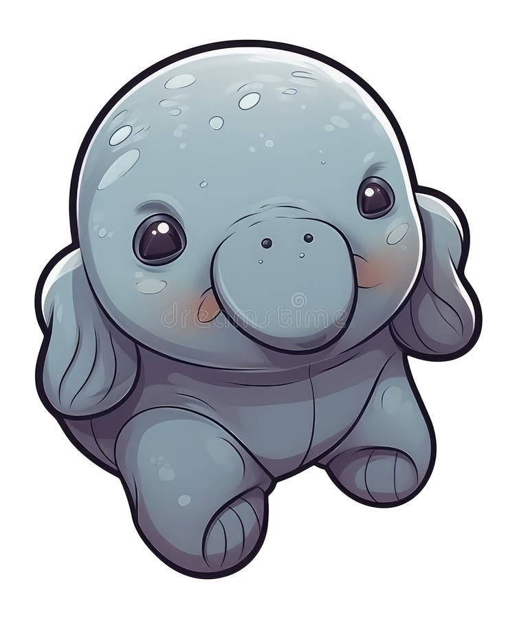 Cute Manatee Mascot Cartoon. Cute Animal Mascot Cartoon Stock Vector ...