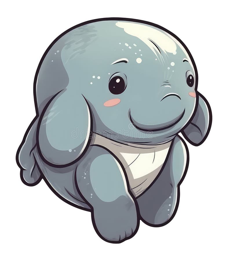 Cute Manatee Mascot Cartoon. Cute Animal Mascot Cartoon Stock Vector ...