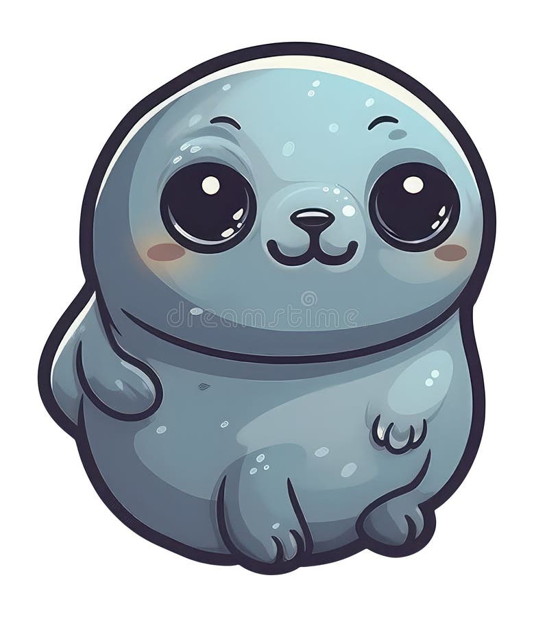 Funny and Cute Seal Transparency Sticker Stock Image - Illustration of ...