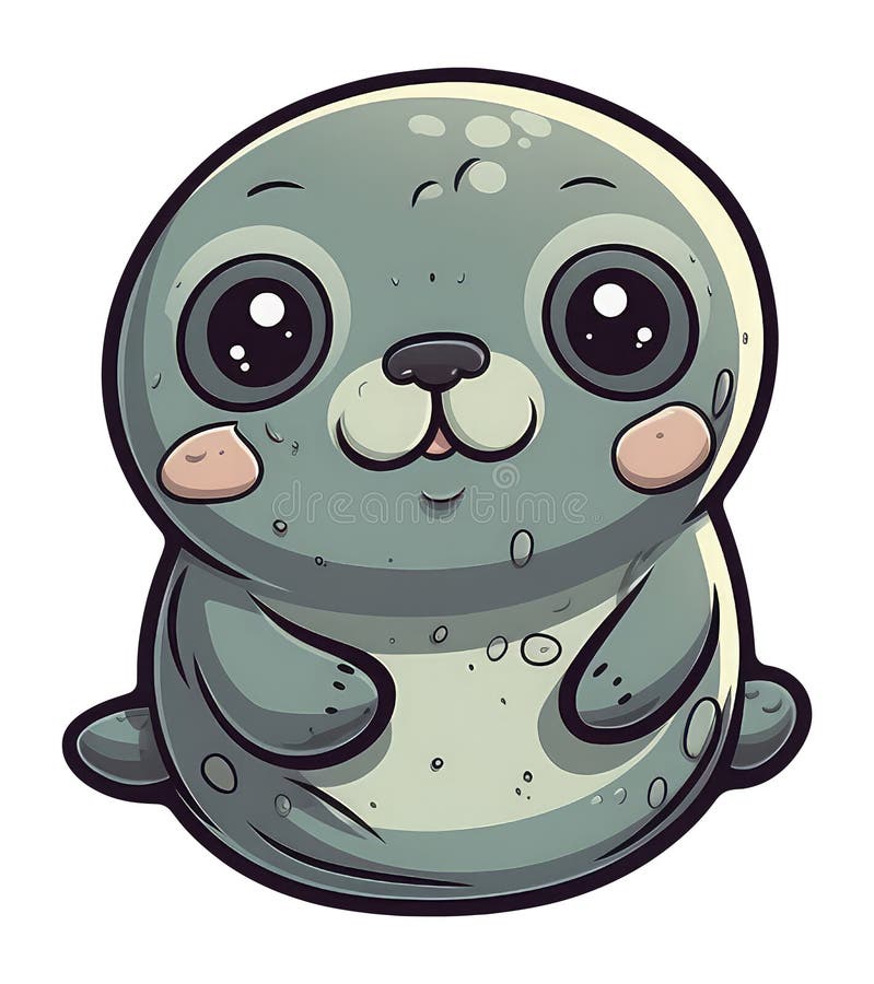 Funny and Cute Seal Transparency Sticker Stock Image - Illustration of ...