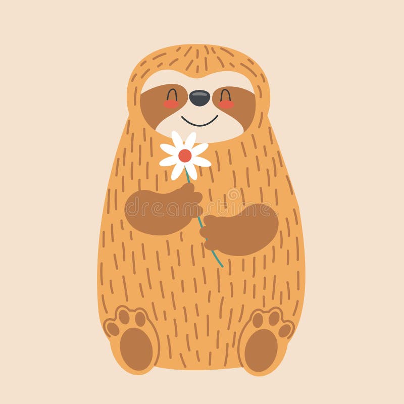 Funny Cute Sloth. Illustration for Children Stock Vector - Illustration ...