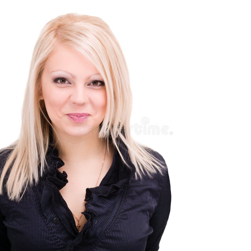 Smiling Woman on White Background Stock Image - Image of beautiful ...