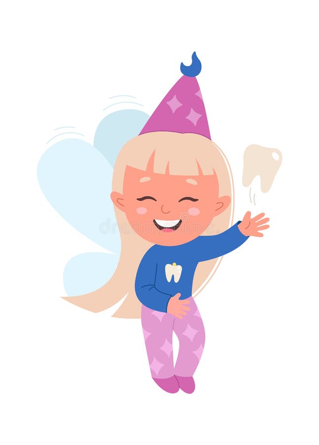 Funny Cute Tooth Fairy with Teeth Flat Icon Stock Vector - Illustration ...