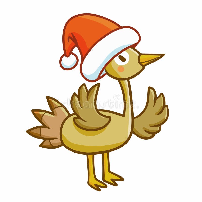 Funny and Cute Turkey Wearing Santa`s Hat for Christmas Stock Vector ...